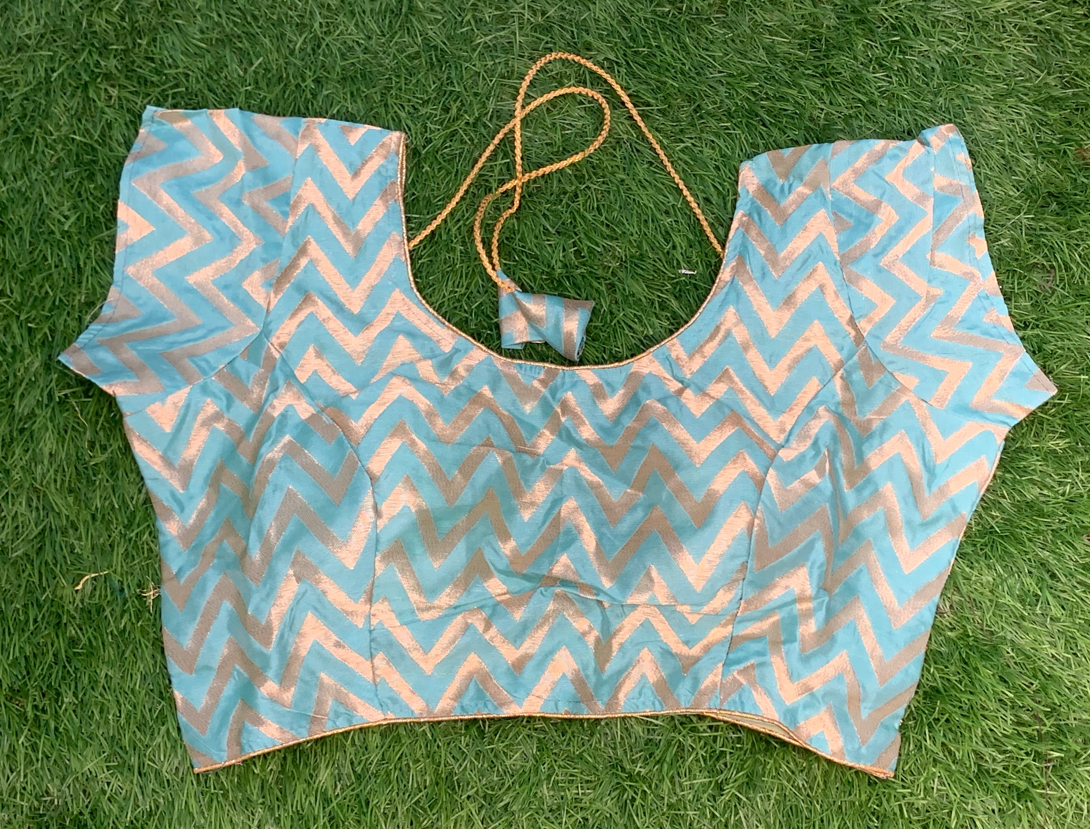 Sea green mega sleeve fancy blouse – newblouseworld
